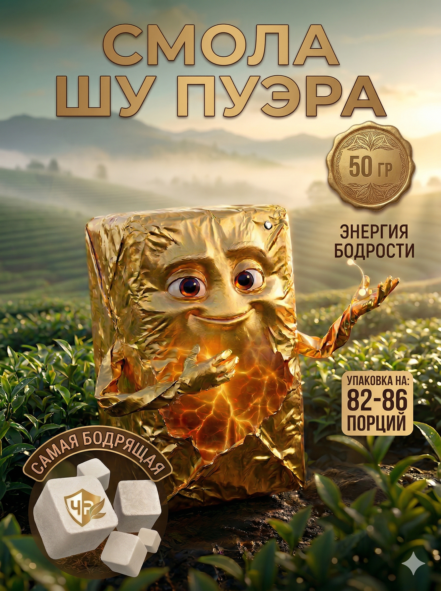 Смола Пуэра ШУ №5 (Чайная паста) упаковка 50 гр 80-86 фигурок. растворимый бодрящий пуэр