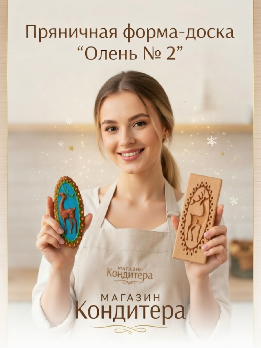 Пряничная форма-доска "Олень № 2" для формирования пряников и печенья