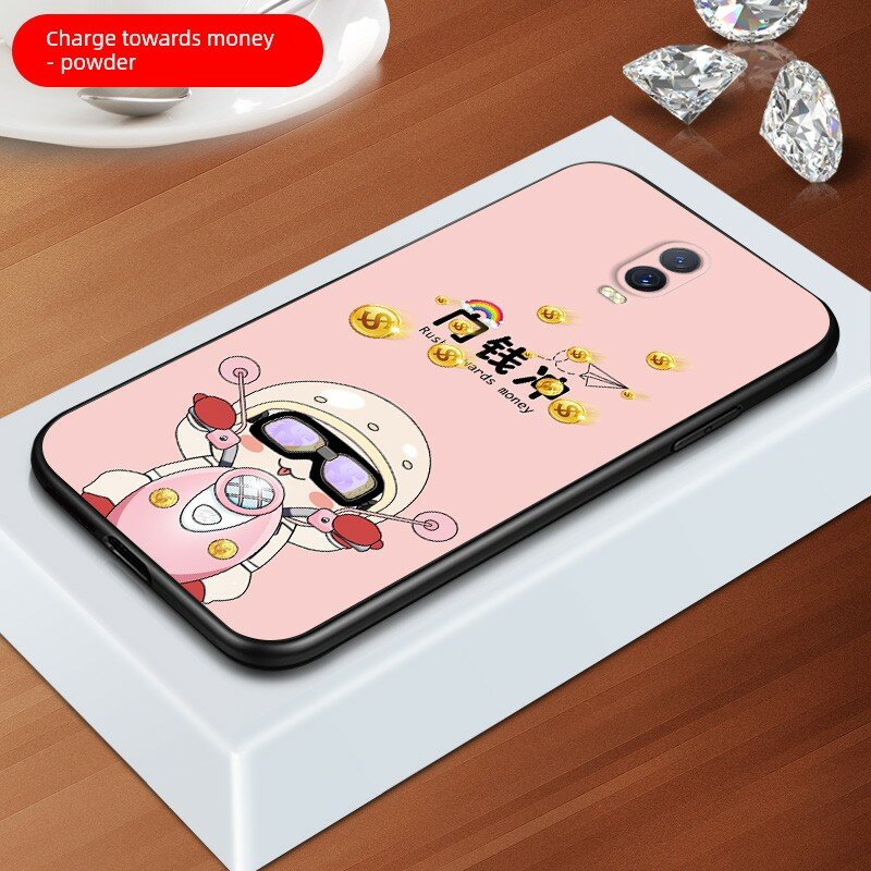 Чехол для OPPO R17 розовый одинарный слой с дизайном 'Занятой Заработком'