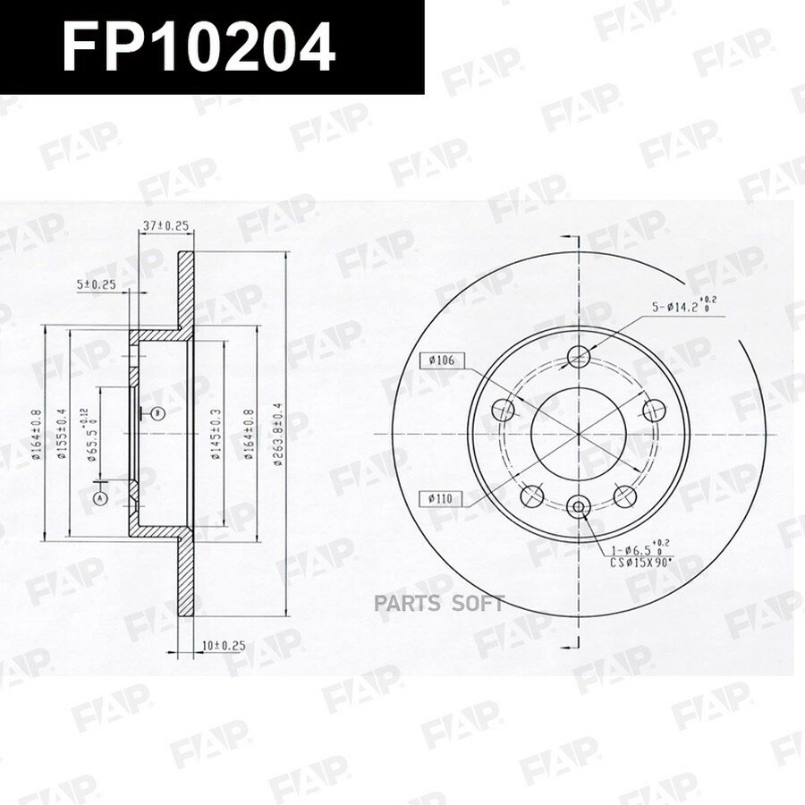 Диск тормозной OPEL MERIVA B MPV (S10) FAP FP10204 | цена за 1 шт