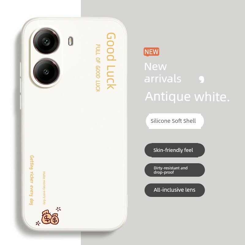 Жидкий силиконовый чехол для Xiaomi Redmi Turbo 4 - Полная защита, ударопрочный, антикварный белый