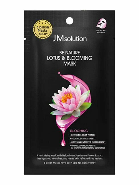 JM SOLUTION BE NATURE LOTUS & BLOOMING MASK Тканевая маска с экстрактом лотоса 24мл