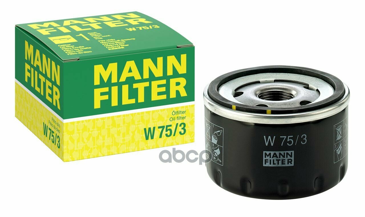 Фильтр масляный Renault Logan >05, Sandero >09, Nissan Tiida, Note, Micra III 1,5 TD MANN-FILTER арт. W75/3