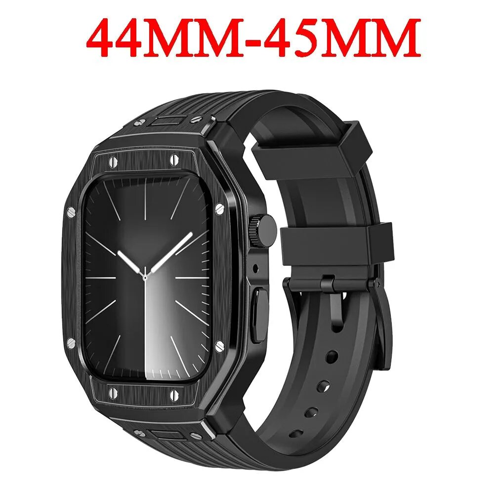 Силиконовый ремешок металлический чехол для Apple watch 9 8 7 45MM Series 6 5 4 SE 2023 44MM
