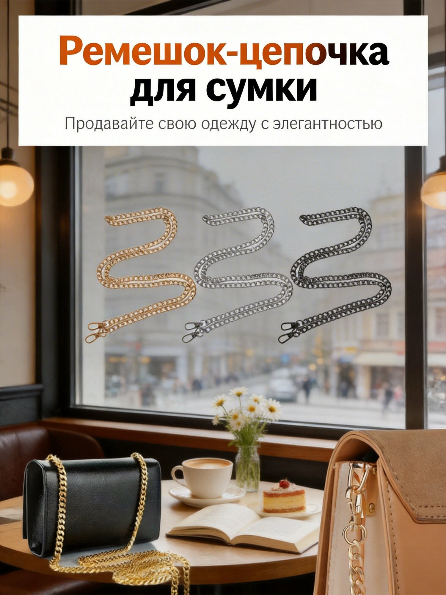 Ремешок-цепочка для сумки, аксессуар-ручка для переноски и декоративный акцент