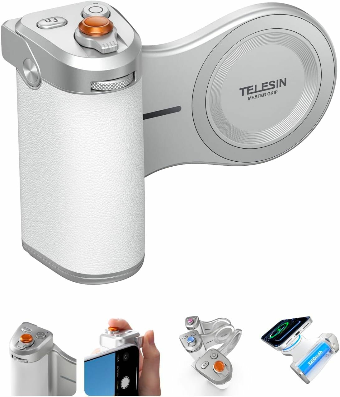 TELESIN Magnetic Image Master Grip: Эргономичная рукоятка для мобильных телефонов в стиле зеркальной фотокамеры, оснащенная встроенным аккумулятором емкостью 3200 мАч и прочным магнитным креплением.