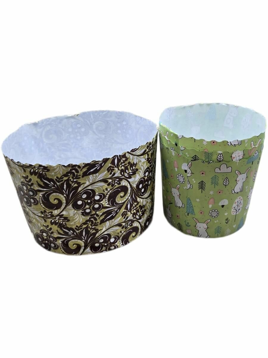 Формы пасхальные "Пасхальная классика" 2 размера для выпечки Кулича из пергаментной бумаги ,(в наборе 6шт )