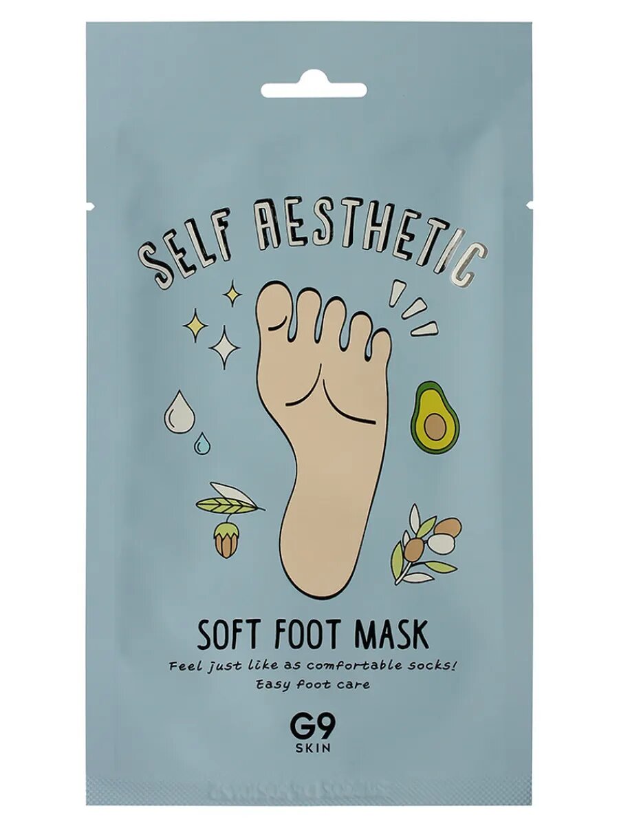 Маска-носочки G9 Self Aesthetic Soft Foot, для сухих пяток, 12 мл