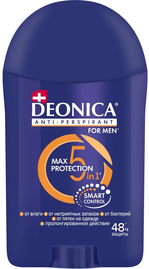 Дезодорант Deonica For Men для тела Антиперспирант-стик 5Protection, 40мл