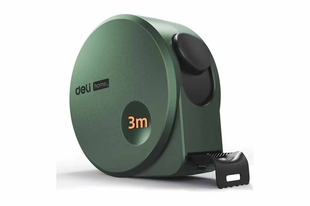 DELI Рулетка "Home Series Green" HT8316L 3мх16мм (эксклюзивный дизайн, корпус из софттач пластика, противоскользящая резиновая вставка, подарочная упаковка) 112895