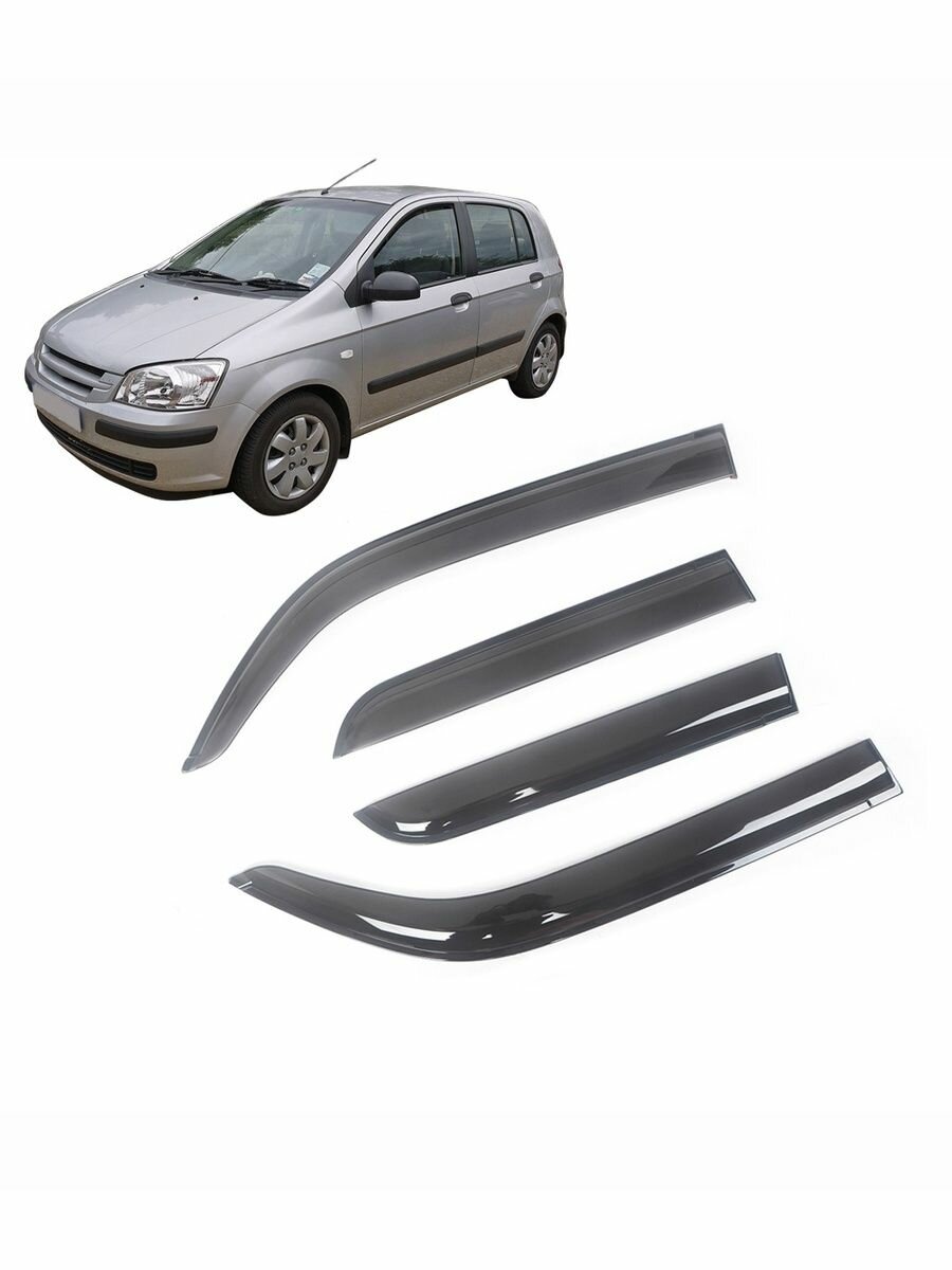Ветровые дефлекторы для HYUNDAI Getz 2002-2011 — защита от дождя и вентиляция, дверные козырьки на клеевой ленте
