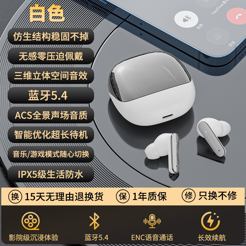 Улучшенные классические беспроводные наушники с шумоподавлением, Bluetooth 5.4, переключение двух режимов, HD-звонки,