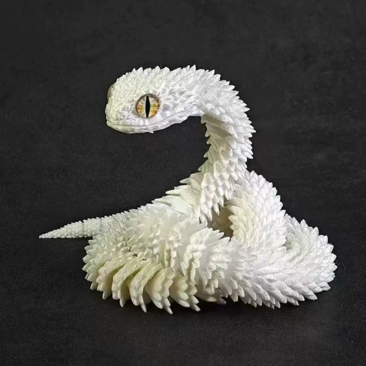 3D-печать, белая модель гадюки с неоновым свечением, 30 см, подвижные суставы