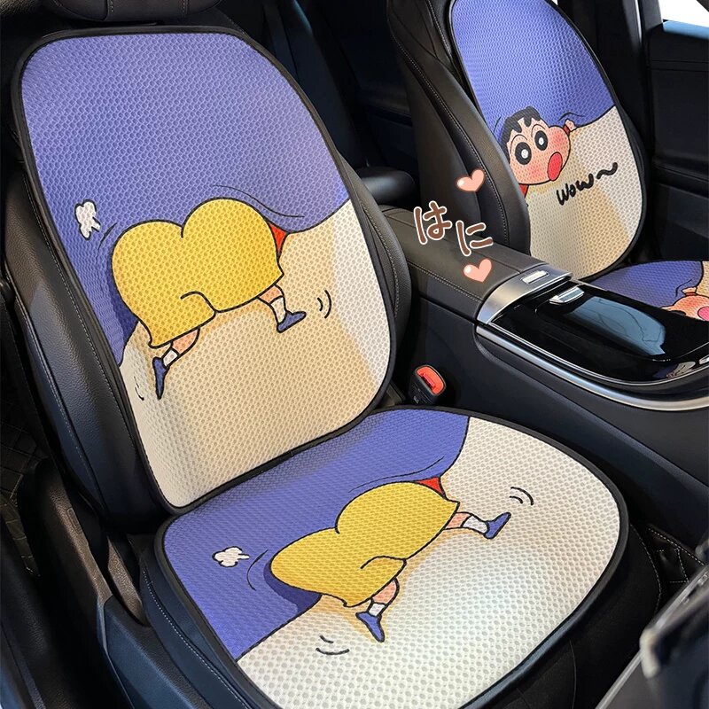 Набор чехлов для сидений автомобиля Crayon Shin-chan для передних и задних сидений, сине-белый микс, дышащий, подходит