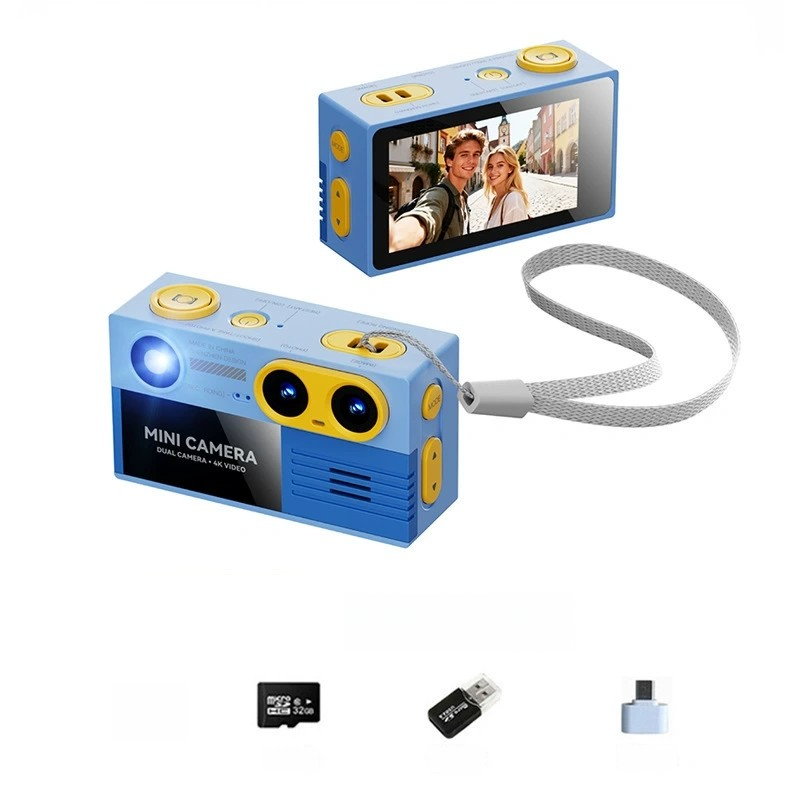 Портативная экшн-камера G9 Mini 4K, двойной объектив, IPS экран 1.97", подарочный набор с картой 32 ГБ