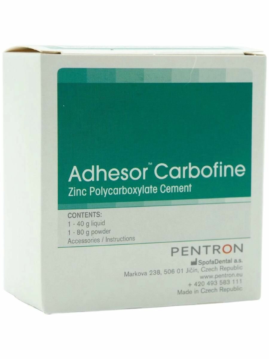 Адгезор Carbofine цинкополикарбоксилантный цемент 80 гр.+40 мл, Чехия
