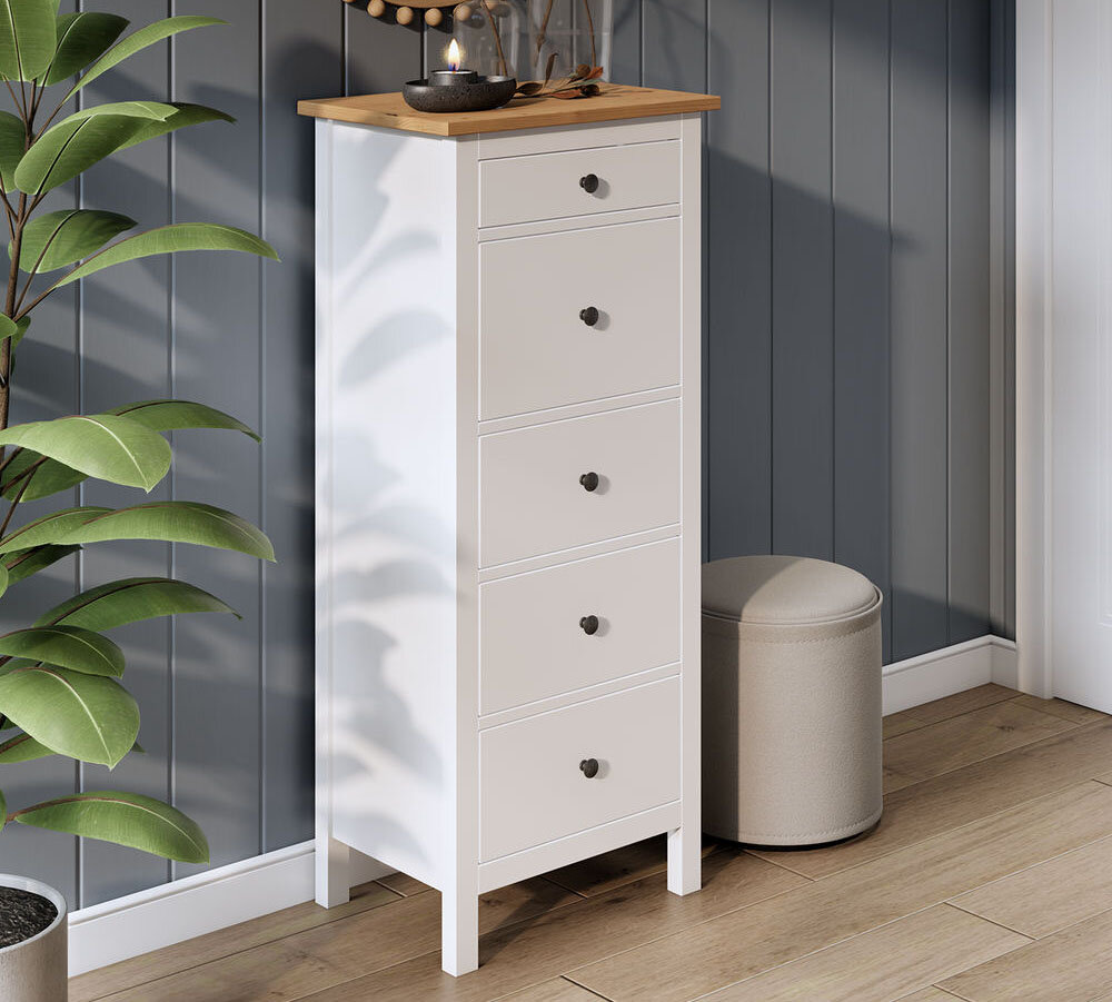 IKEA Комод 5 ящиков HEMNES Кымор, массив сосны, цвет белый/светло-коричневый, (хемнес икеа)