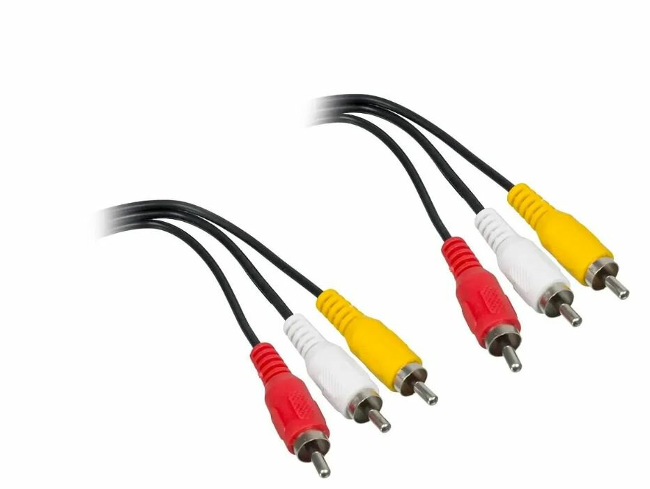 Кабель JAAC027-1, 3хRCA-3хRCA, 1м, черный