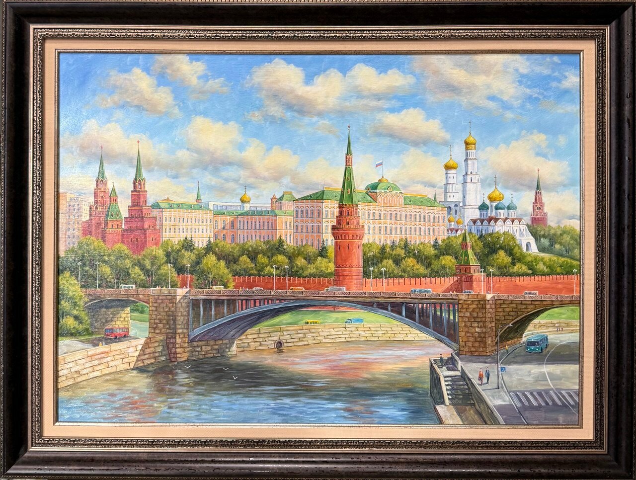Картина маслом, городской пейзаж "Москва. Вид на Кремль". Холст/Масло, 2025. Размер 50х70. Автор Ф. Гайнуллин