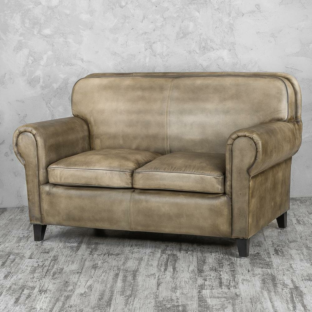 Прямой диван, натуральная кожа буйвола, "Элегант", Decor of Today, механизм нераскладной, 150*90*90 (габариты)