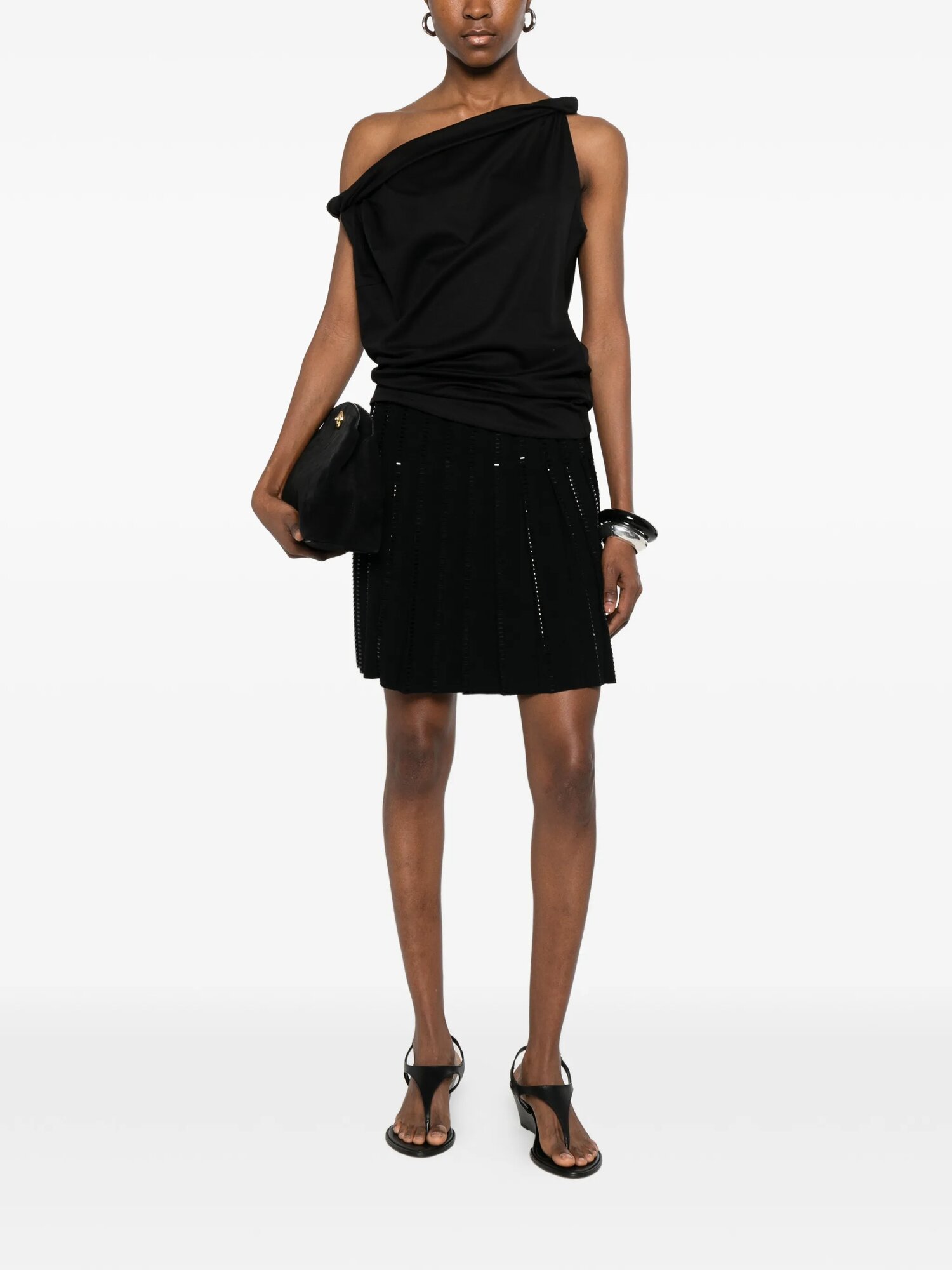 Юбка Ermanno Scervino Sequin-embellished pleated mini skirt, размер 40, черный — фото 1
