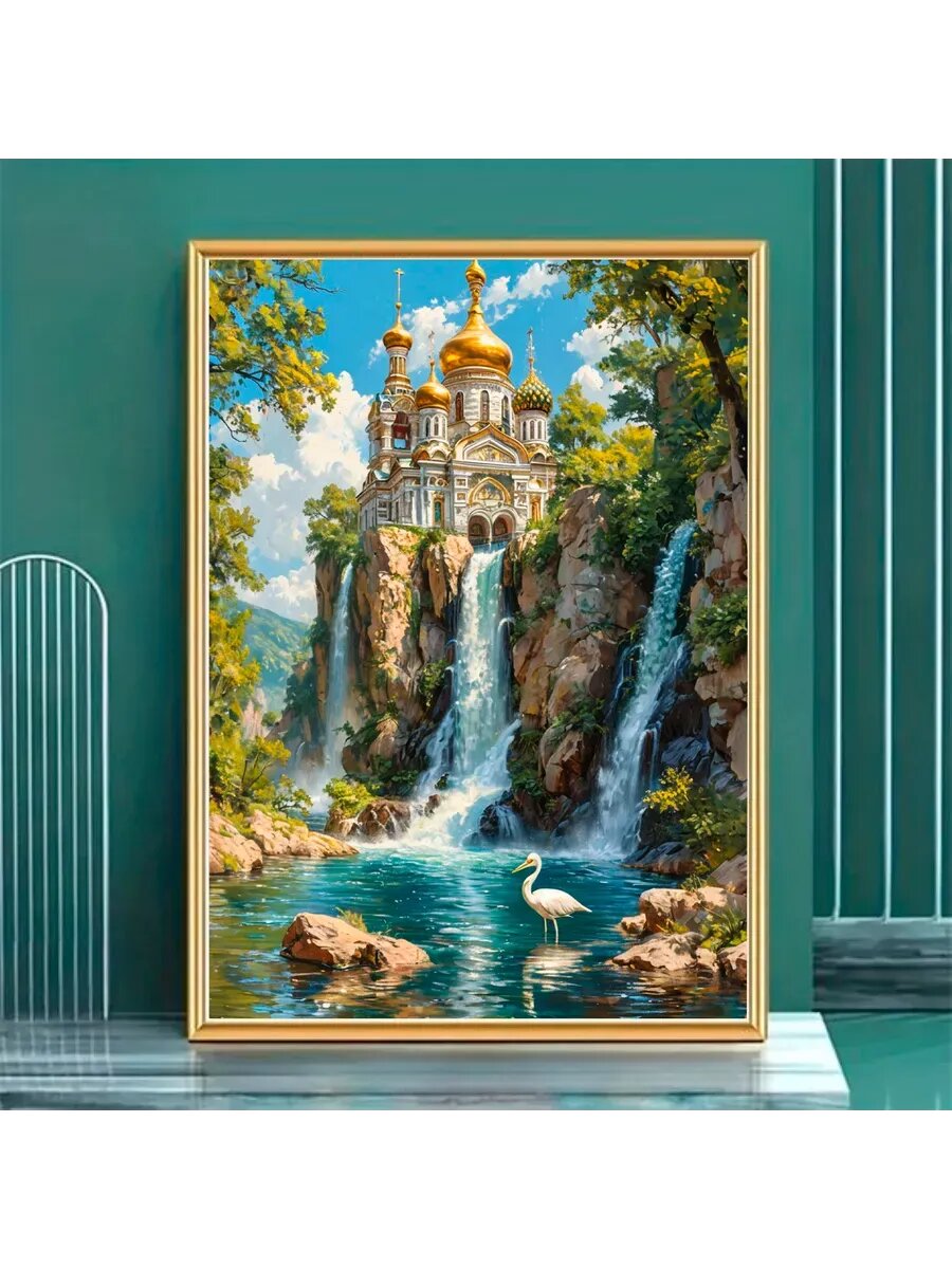 Картина на стену для интерьера "Храм на скале" 40х50 см