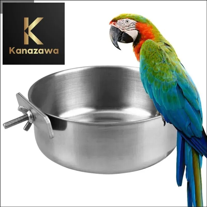 Подвесная миска для еды или воды животных, с подставкой клетки. Металлическая поилка - кормушка собак, кошек, кроликов, птиц и грызунов в вольере