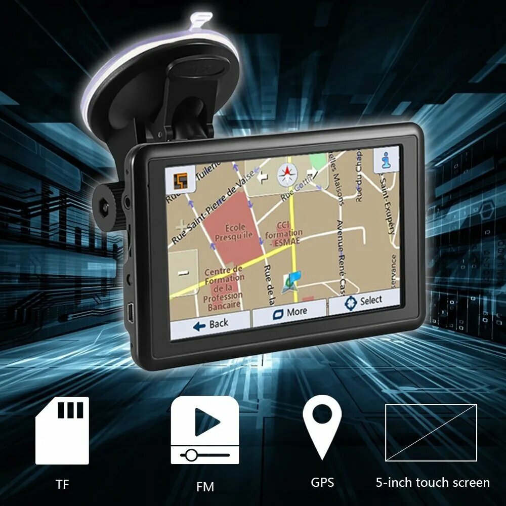 5-дюймовый GPS-навигатор для авто с FM-передатчиком, HD TFT-экраном и картами ЕС, Австралии, США
