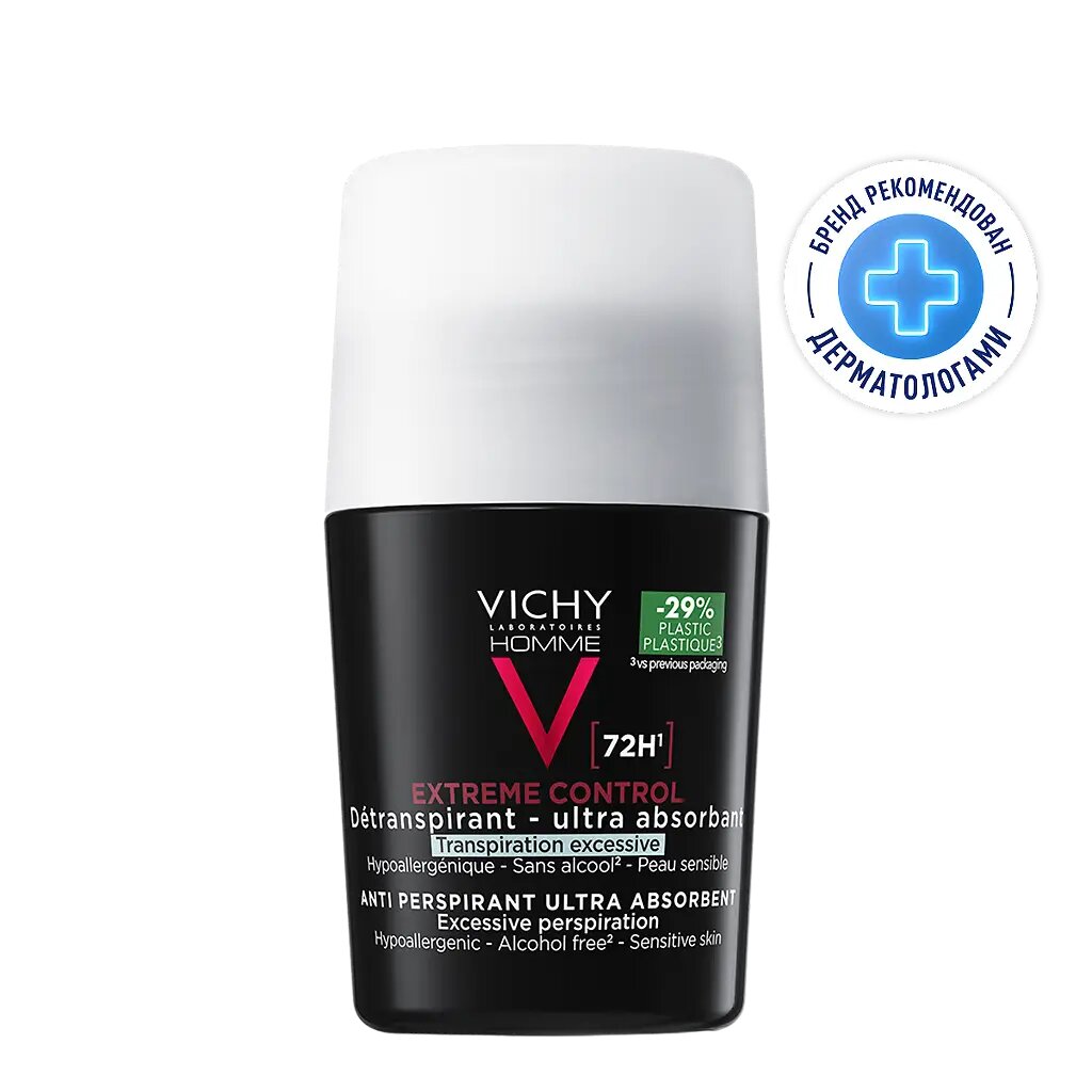 Vichy Homme дезодорант-антиперспирант 72 ч против избыточного потоотделения 50 мл 1 шт