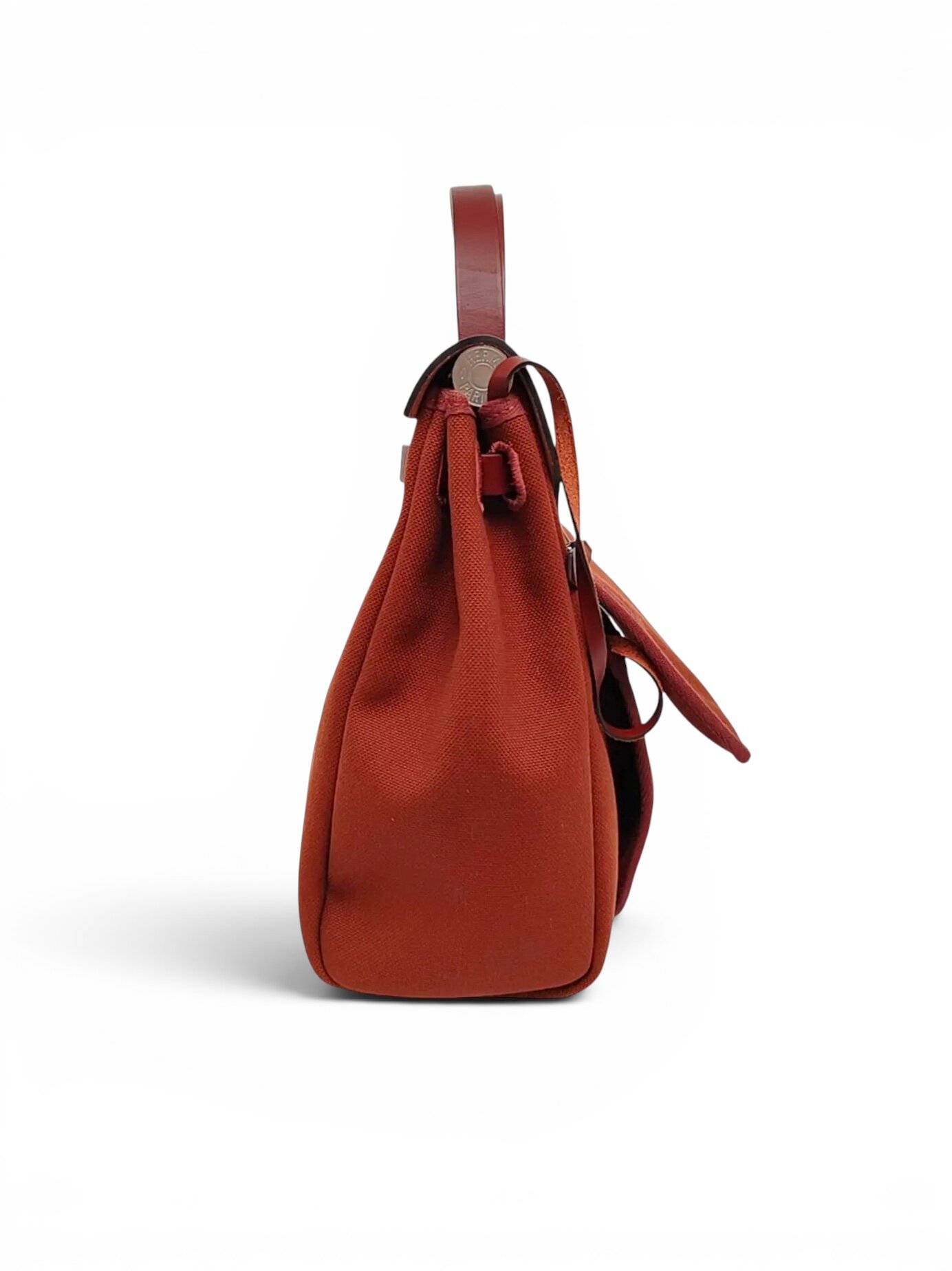 Сумка сэтчел Hermes Herbag 31 Zip, красный, коричневый — фото 1