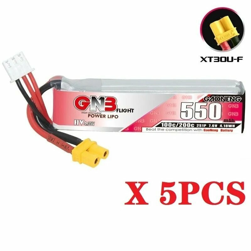 GNB 2S 7,6 В 550 мАч HV Lipo Батарея для Happymodel toy Racing Cine Whoop Betatoy RC 7,6 В Батарея 100C с вилкой XT30U-F
