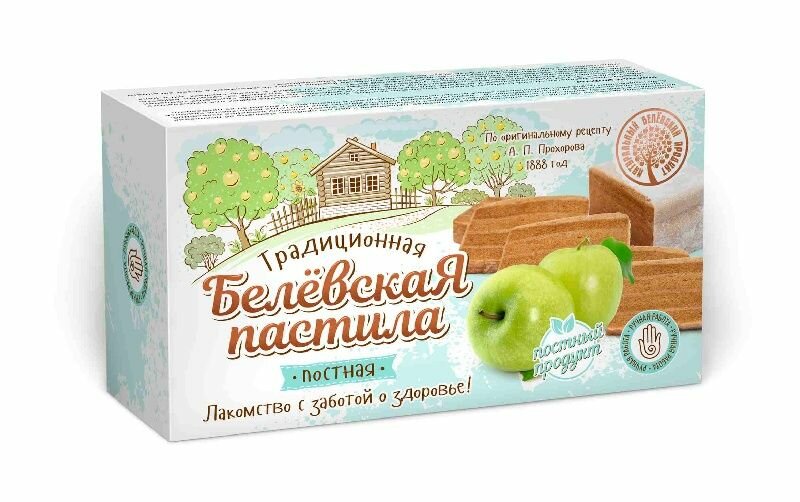 Пастила белевская без сахара - постная /картон/ 100г
