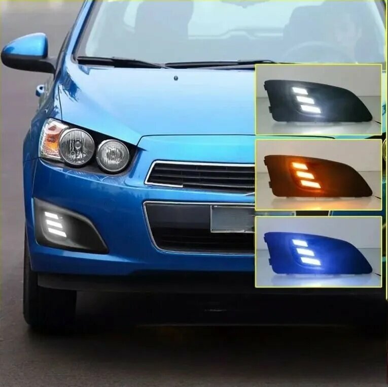 Фара автомобильная, Огни дневные ходовые, 2 шт, арт. Chevrolet Aveo II 2011-2020 гг