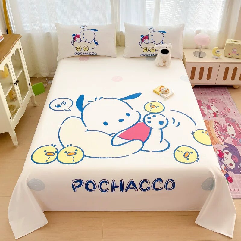 Детская простыня HelloKitty, цельная, из чистого хлопка, с рисунком Hello Kitty, для девочек, для общежития, простыня