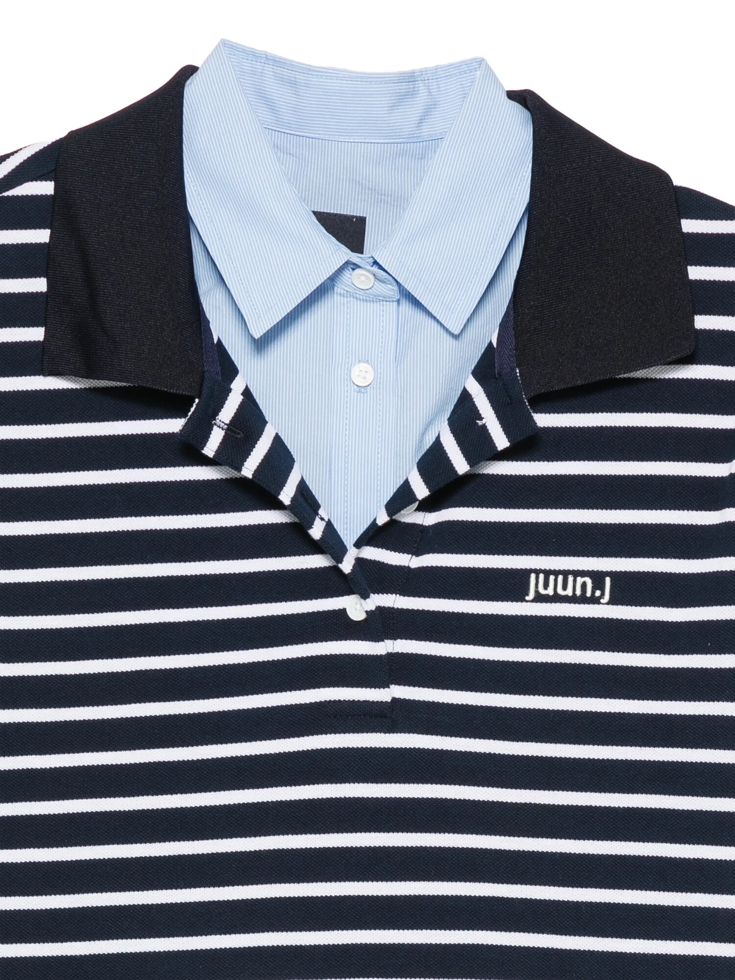 Рубашка JUUN.J Striped layered-effect polo shirt, размер 36 — фото 1