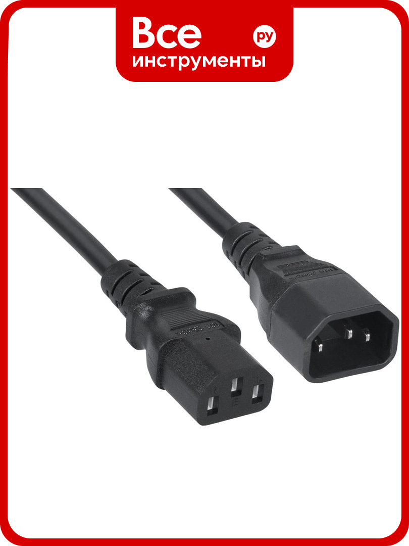 Кабель питания монитор‑компьютер Cabeus IEC 320 C13‑C14 с медной жилой и ПВХ изоляцией, для подключения офисных систем