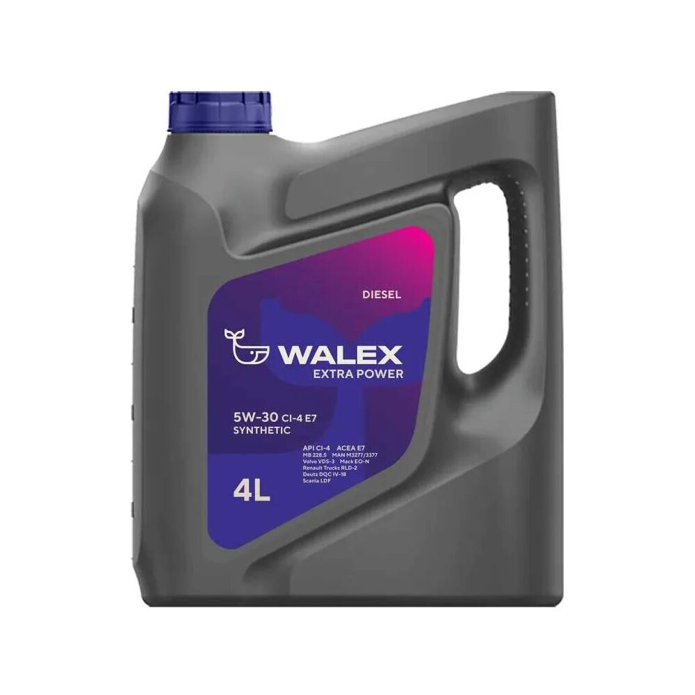 Моторное масло синтетическое Walex Extra Power CI-4 E7 5w30, 4 л WEP014004