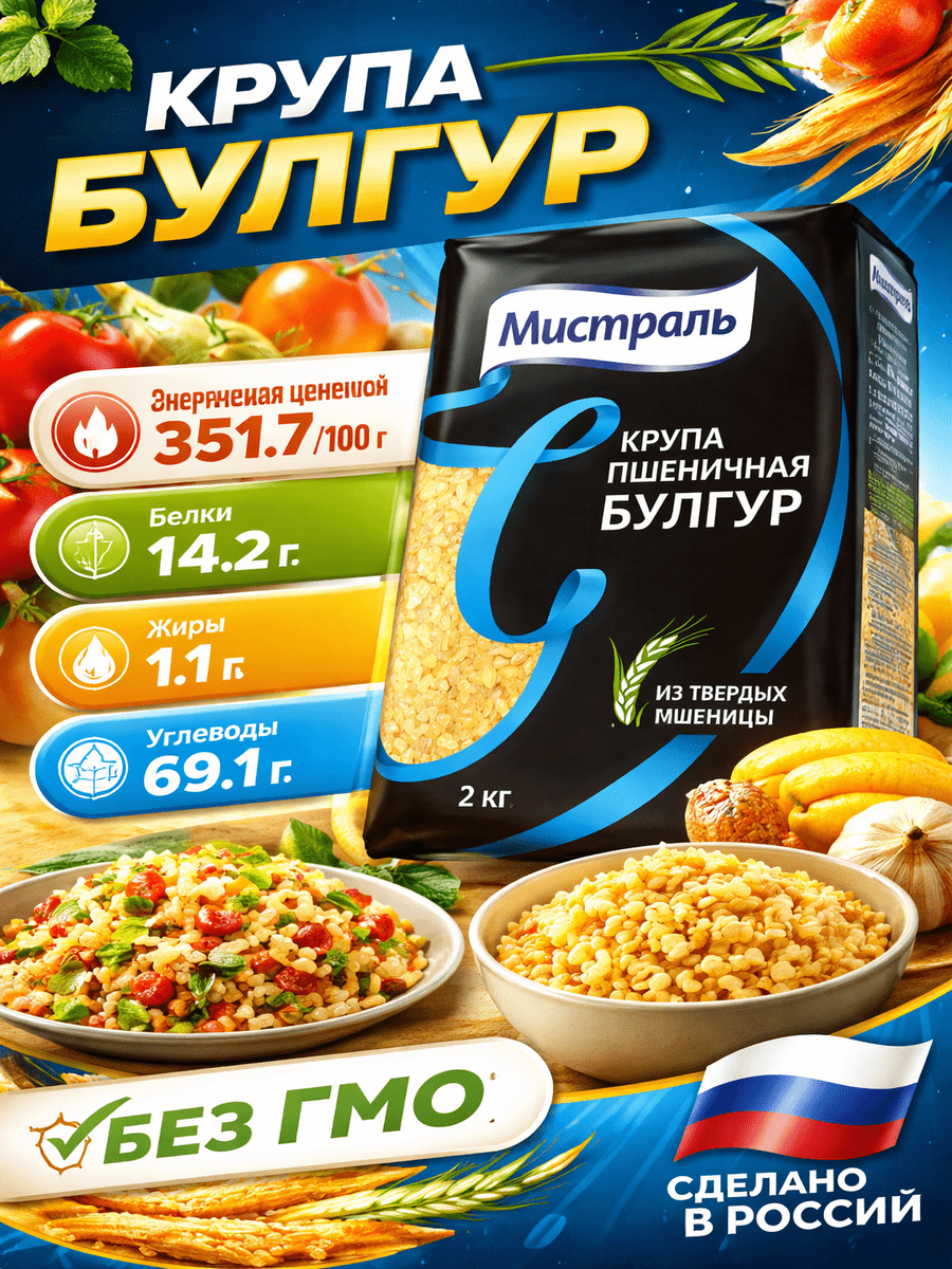 Крупа булгур Мистраль 2кг