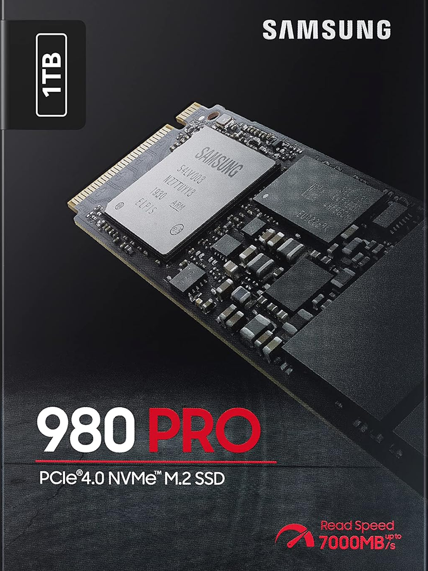 SSD накопитель 1ТБ NVMe M.2 2280 PCIe 4.0x4, чтение 7000 МБ/с, запись 5000 МБ/с (980PRO 1TB)