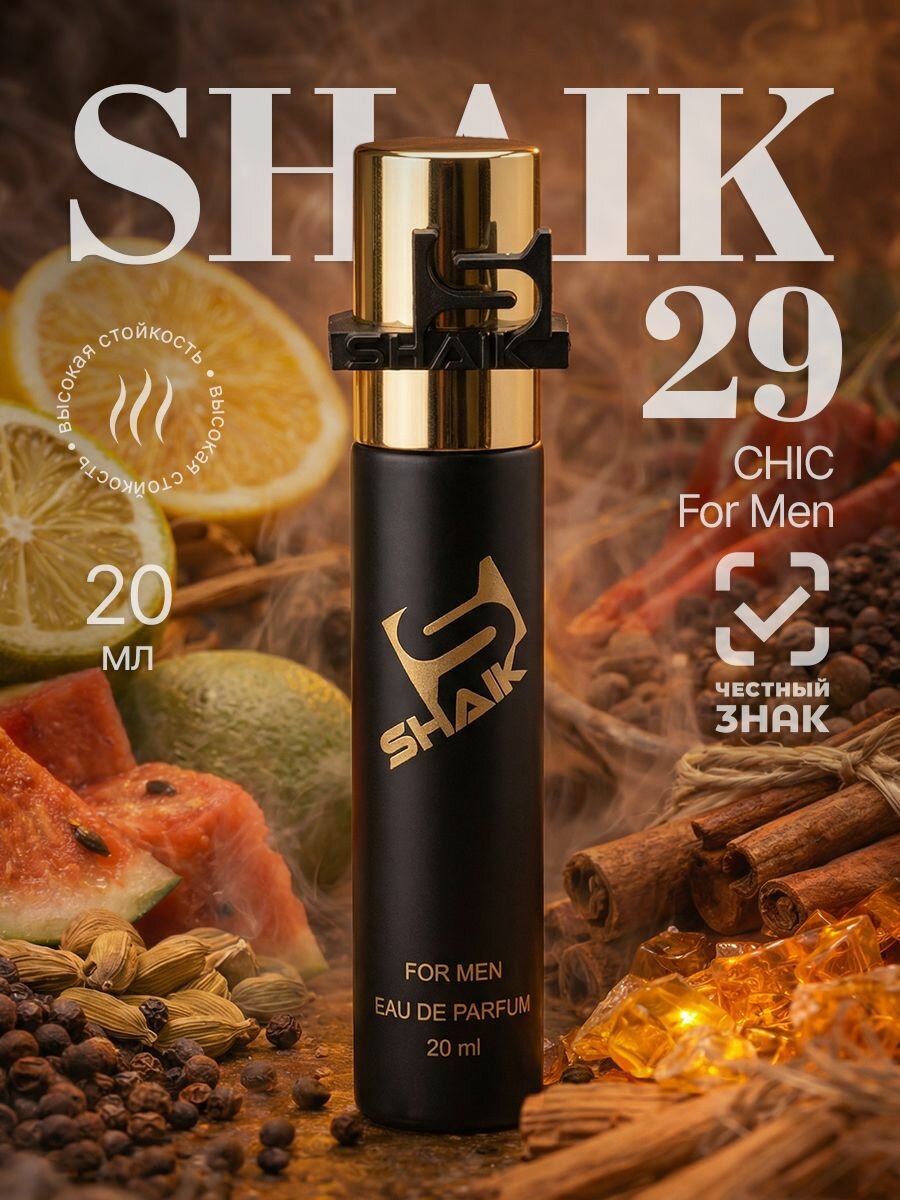 Парфюмерная вода мужская SHAIK № 29 Chic For Men , 20 мл, Мужской аромат парфюм для него миниатюра