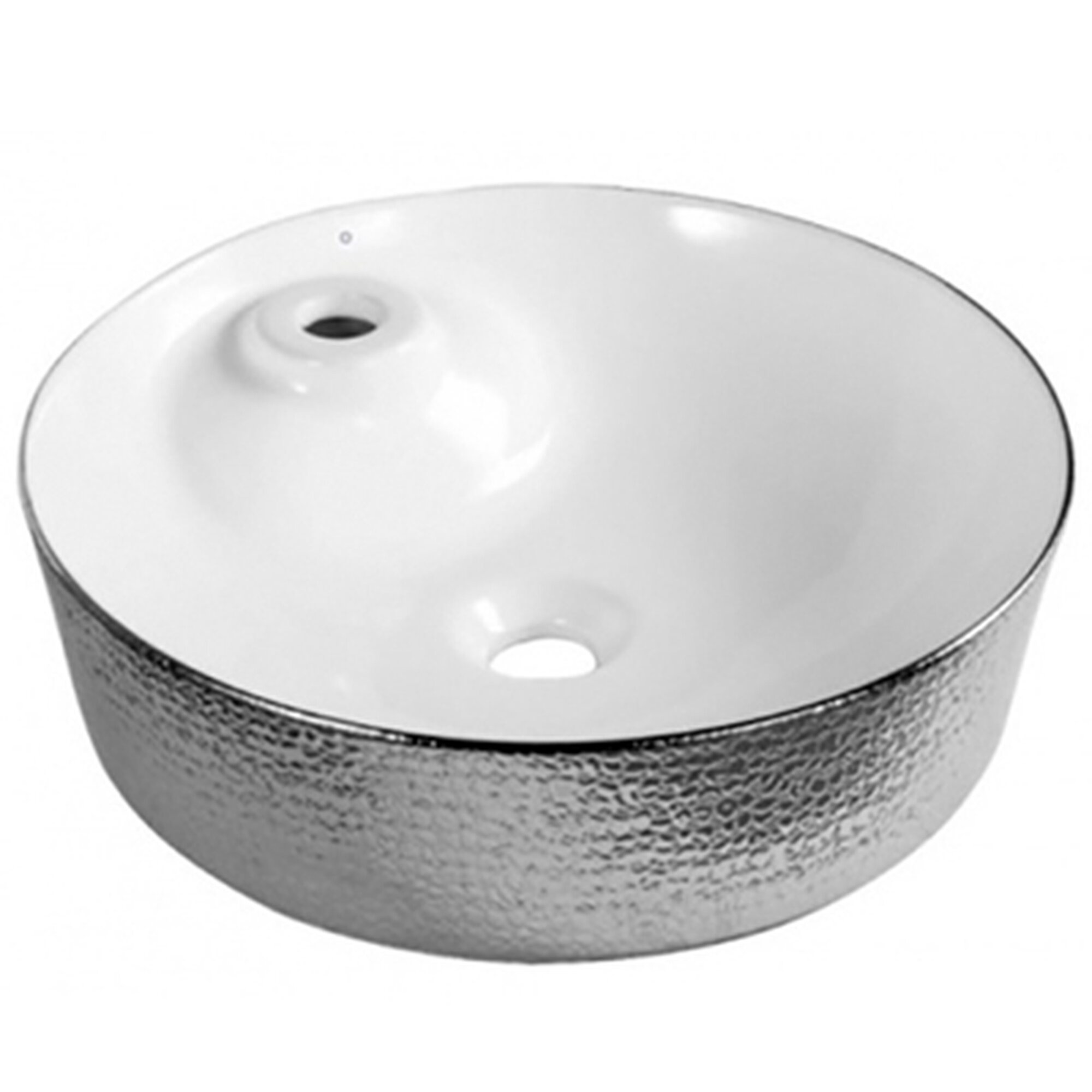 Раковина Ceramalux NC D1306H021, 13х43х43 см, фаянс, накладная, круглая, белый/серебристый
