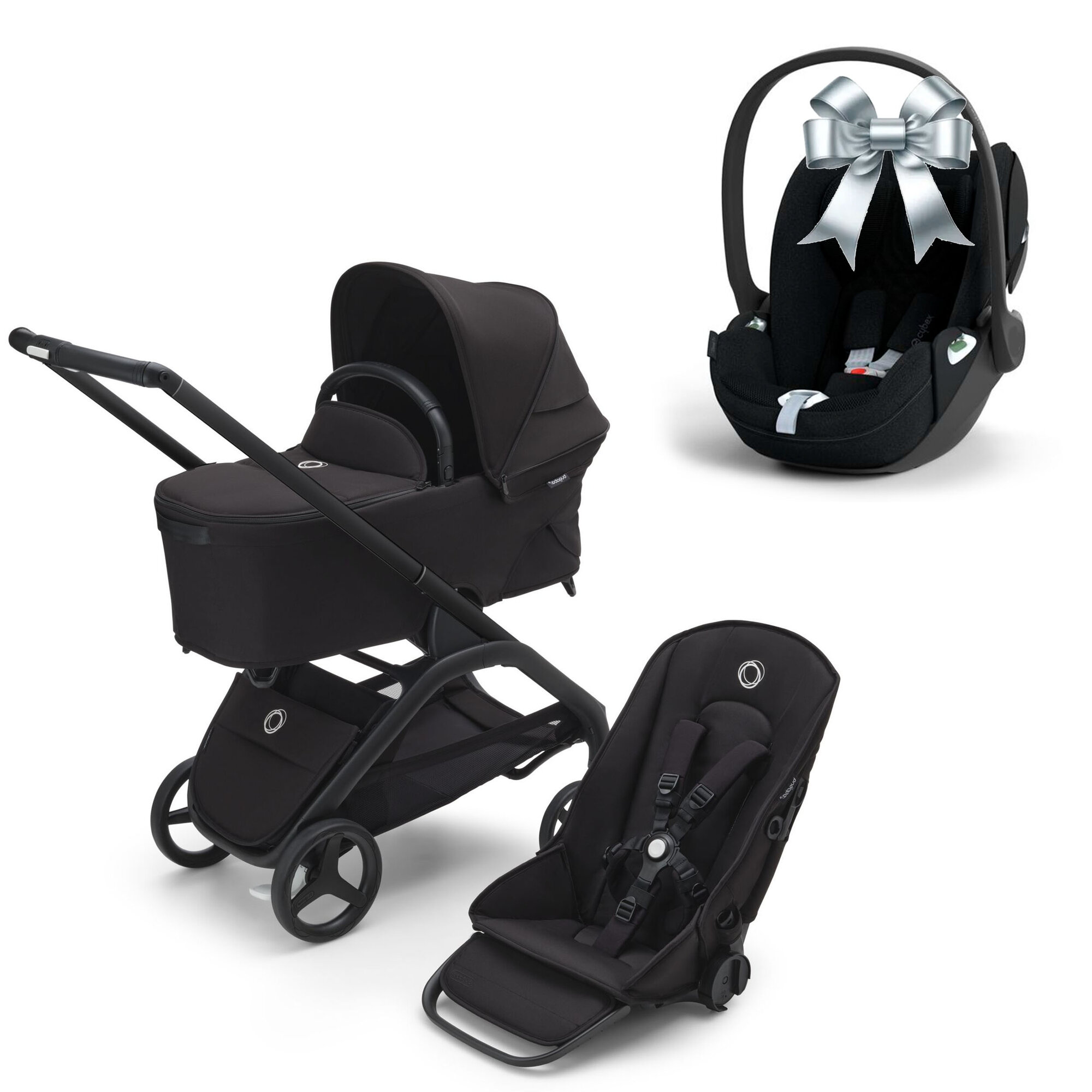 Коляска 2 в 1 Bugaboo Dragonfly на шасси Black/BLK + автокресло в подарок
