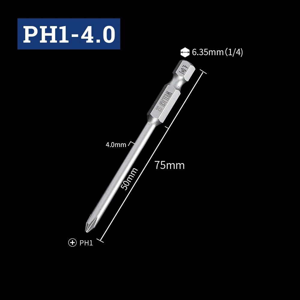 Насадка PH1 4.0x50 мм, S2 сталь, 75 мм