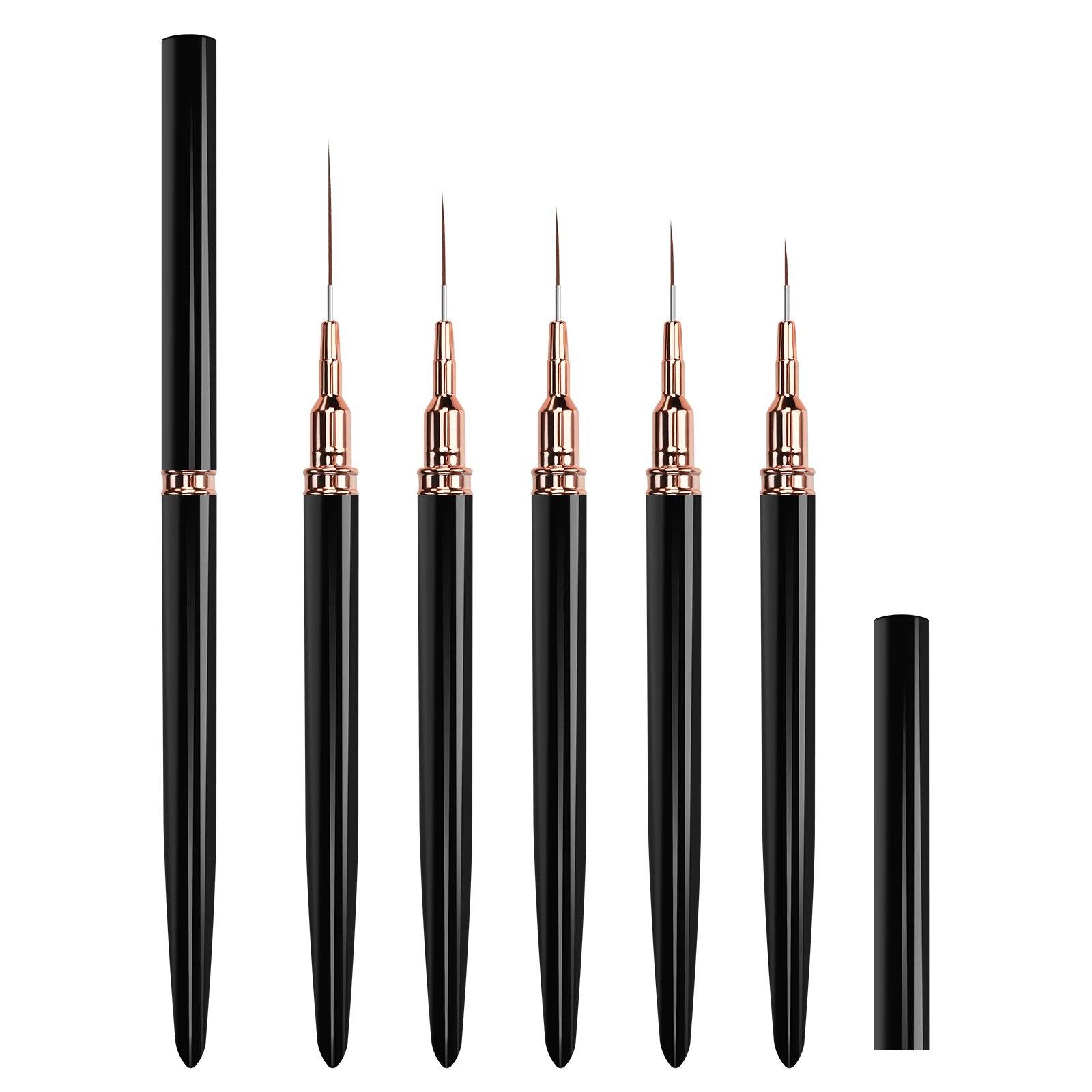 Набор кистей для дизайна ногтей 5 шт. 5pcs Black