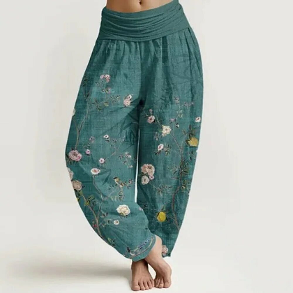 Женские шаровары с цветочным принтом, Pants 19, XS