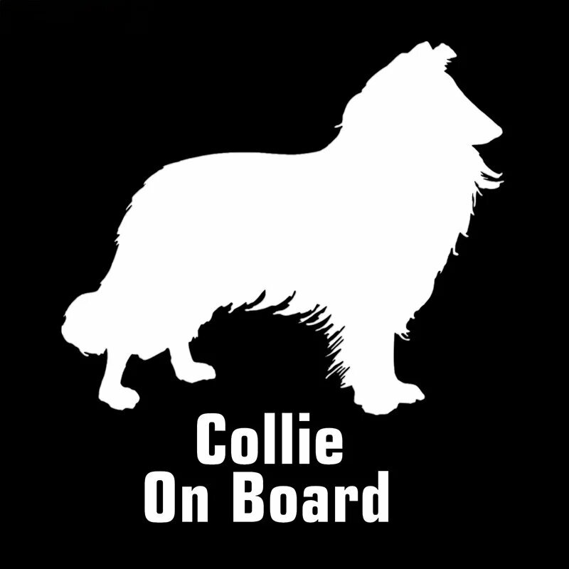 Наклейка Collie On Board, белая, 16 см