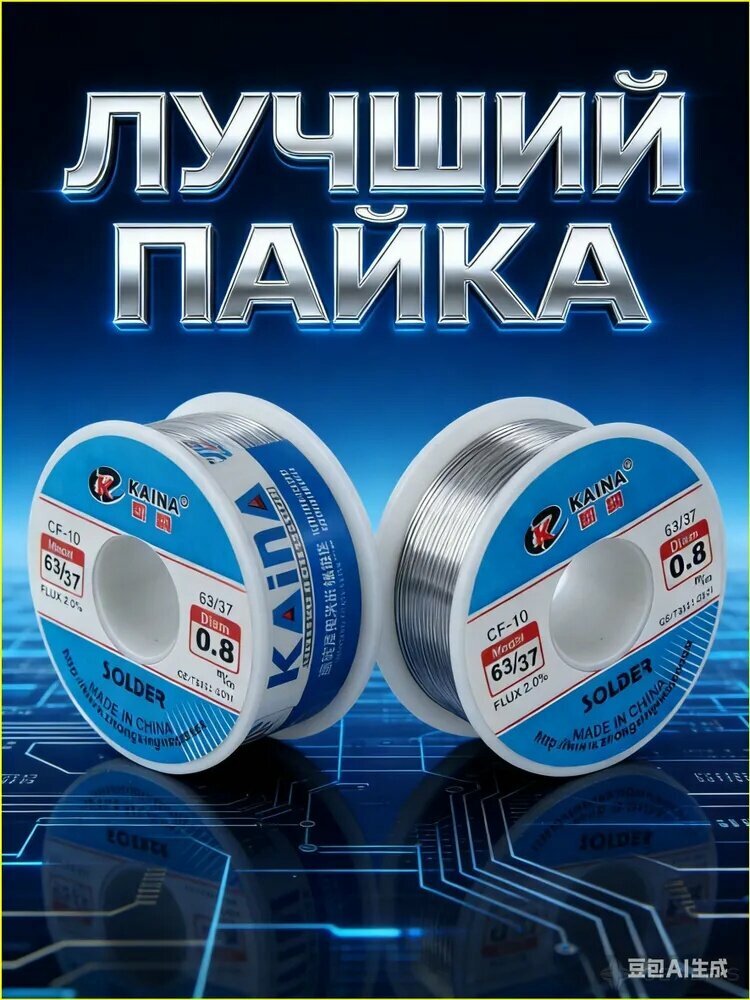 Припой 63/37 с флюсом, Kaina CF-10, 100гр, 0.8мм