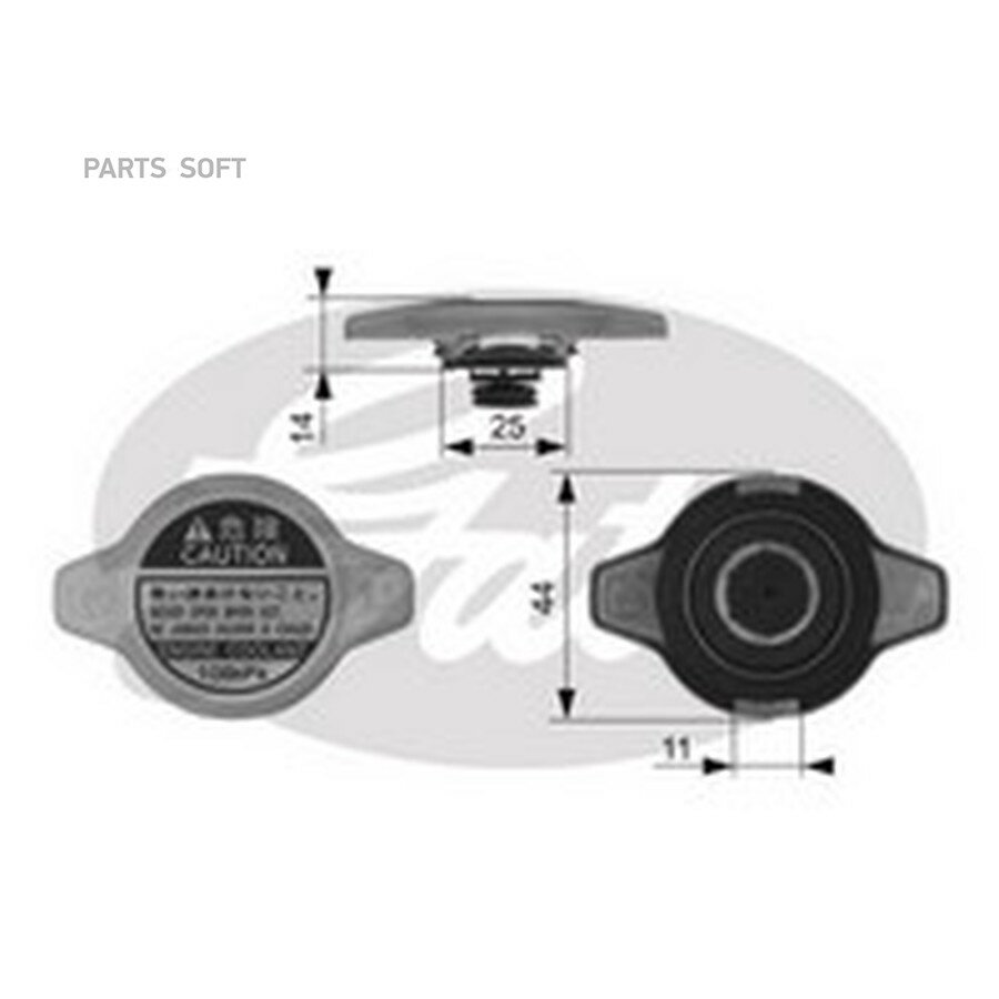 Крышка радиатора TOYOTA/FIAT/PEUGEOT/CITROEN от официального дистрибьютора, GATES, артикул RC134