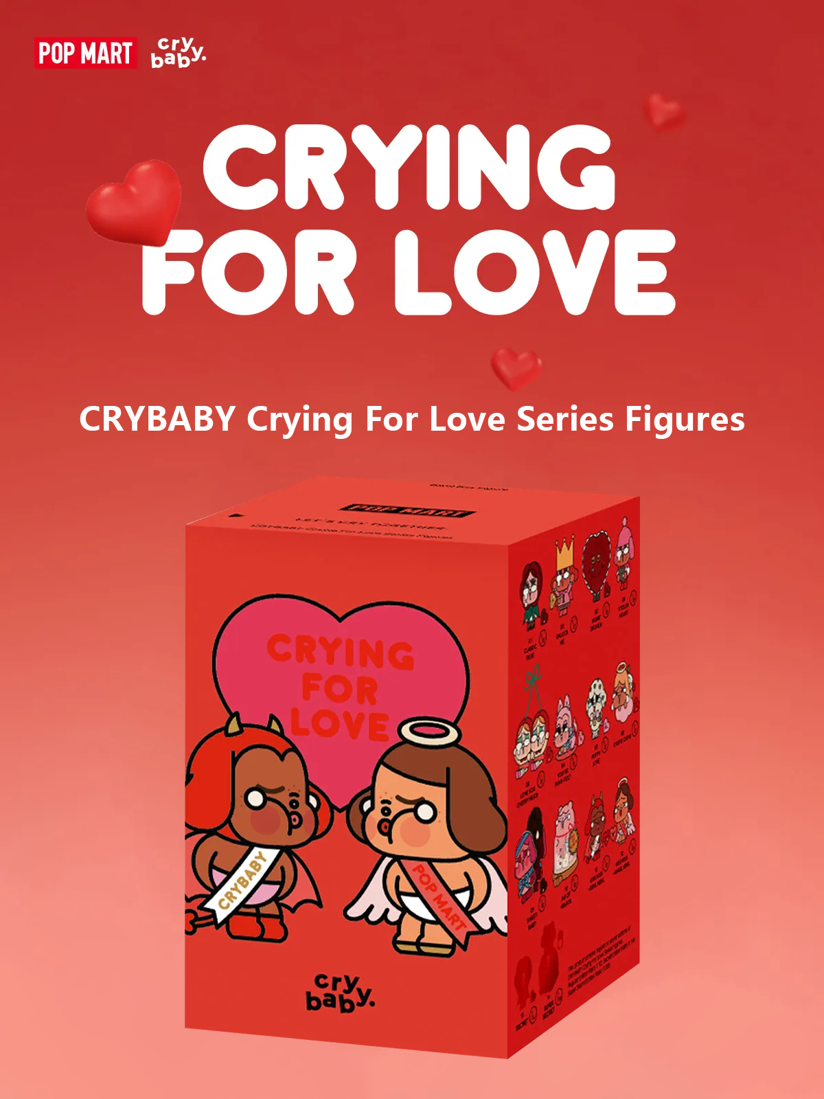 Коллекционная фигурка POP MART "CRYBABY Crying For Love"Blind Box, пластик, высота 10 см, унисекс,1 шт