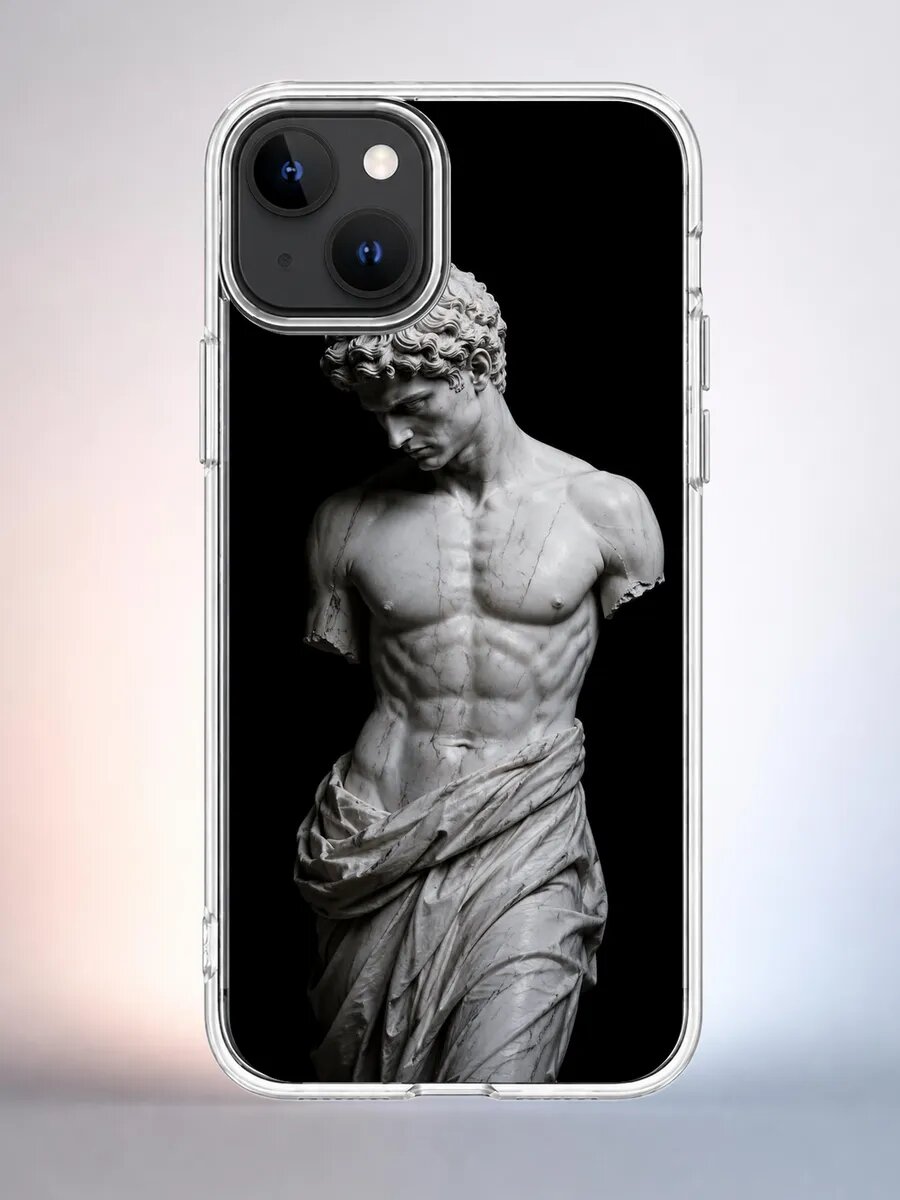Чехол iPhone 14 треснувшая статуя силиконовый прозрачный